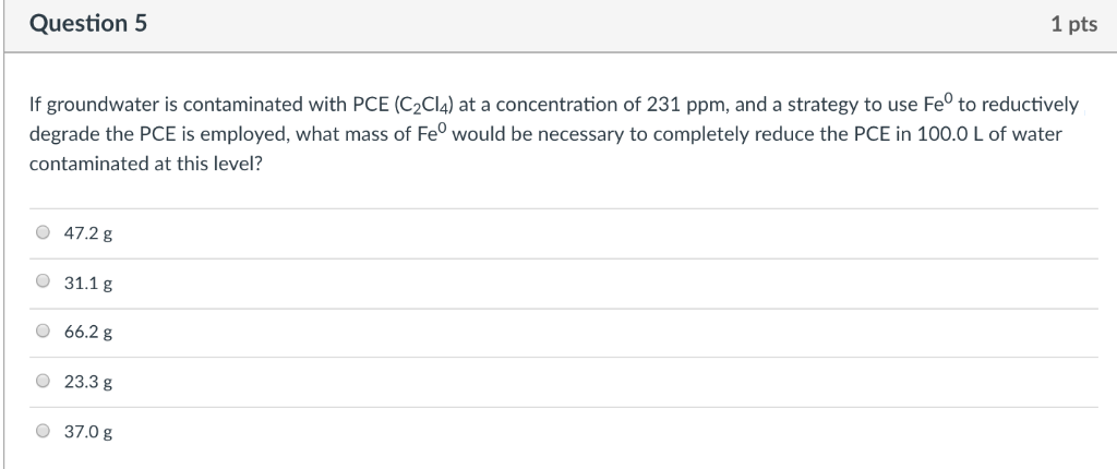 Solved If groundwater is contaminated with PCE (C2Cl4) at a | Chegg.com