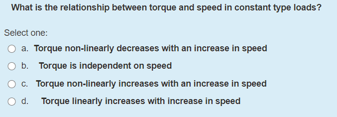 Solved What is the relationship between torque and speed in | Chegg.com