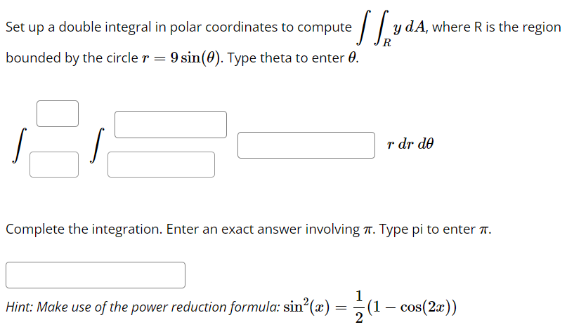 Solved Set up a double integral in polar coordinates to | Chegg.com
