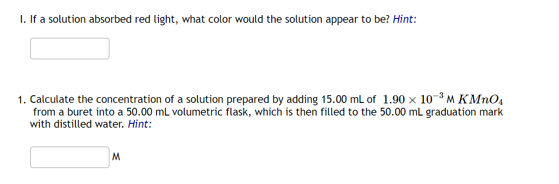 Solved I. If a solution absorbed red light, what color would | Chegg.com