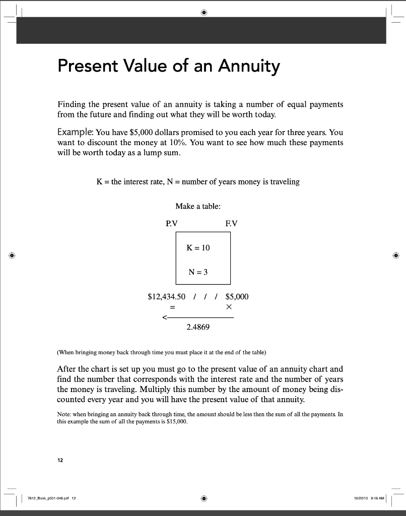 Solved Present Value of an Annuity Finding the present value | Chegg.com