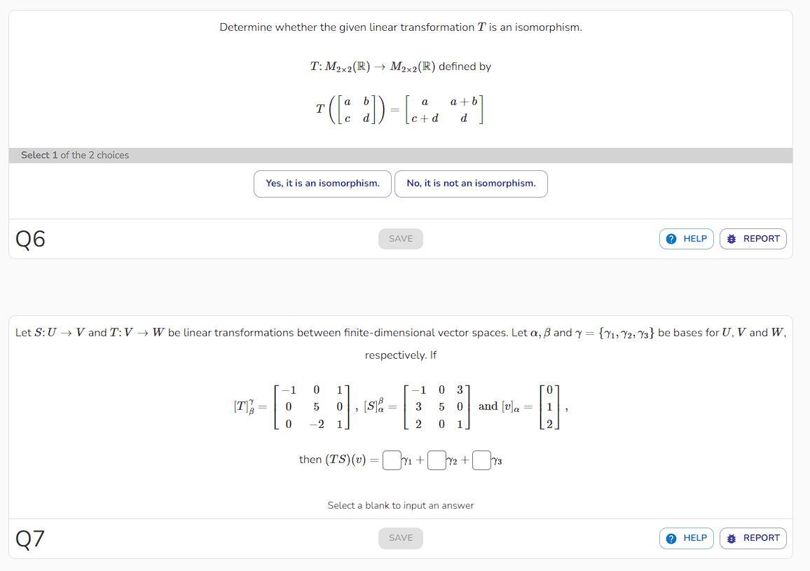 Solved Determine whether the given linear transformation T | Chegg.com