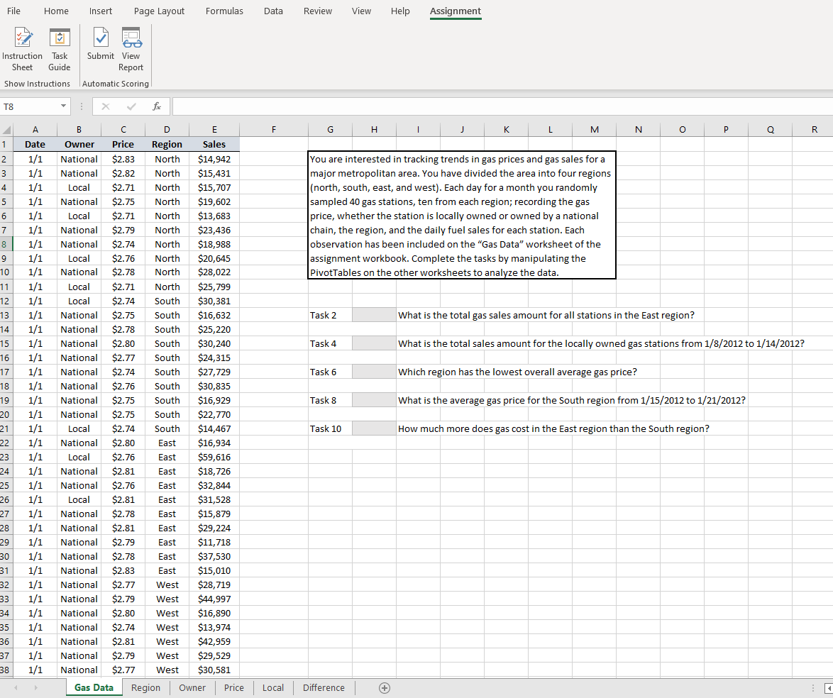 File Home Insert Page Layout Formulas Data Review | Chegg.com