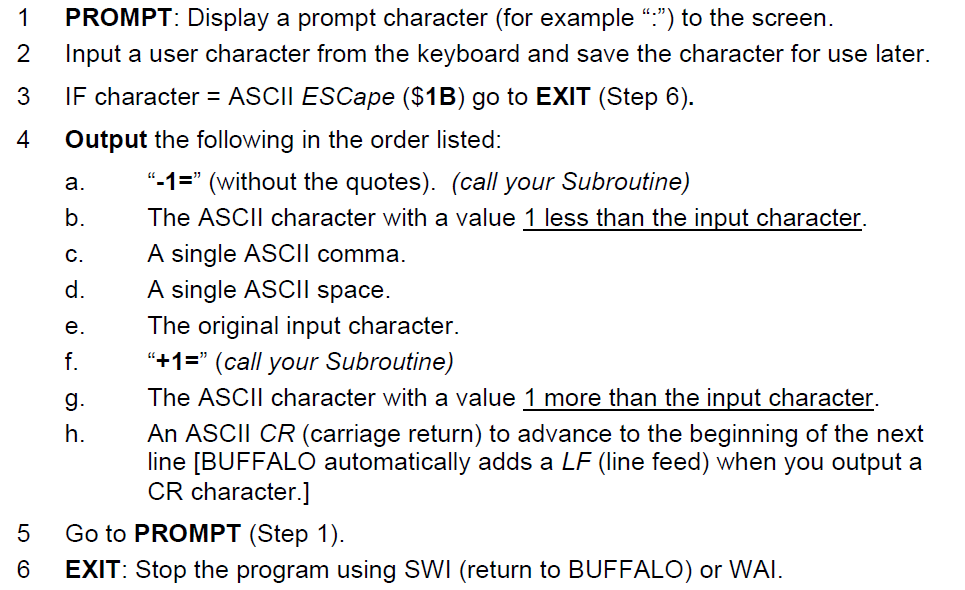 1. 2 3 4 a. PROMPT: Display a prompt character (for | Chegg.com
