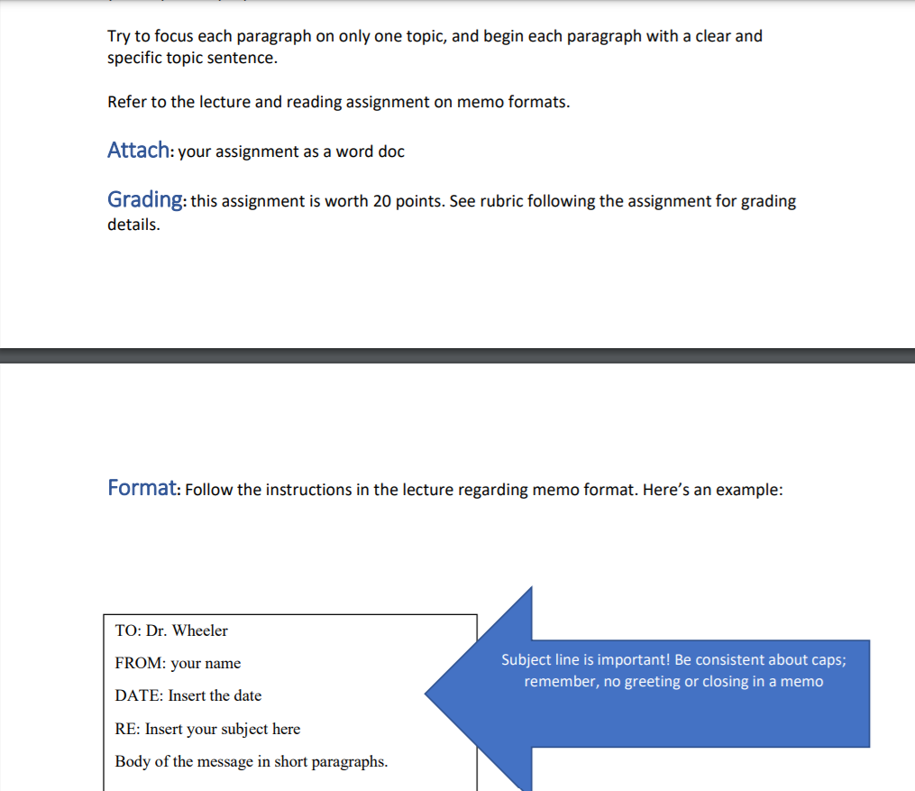 Solved Memo Assignment Goal: Write a one-page memo in the | Chegg.com
