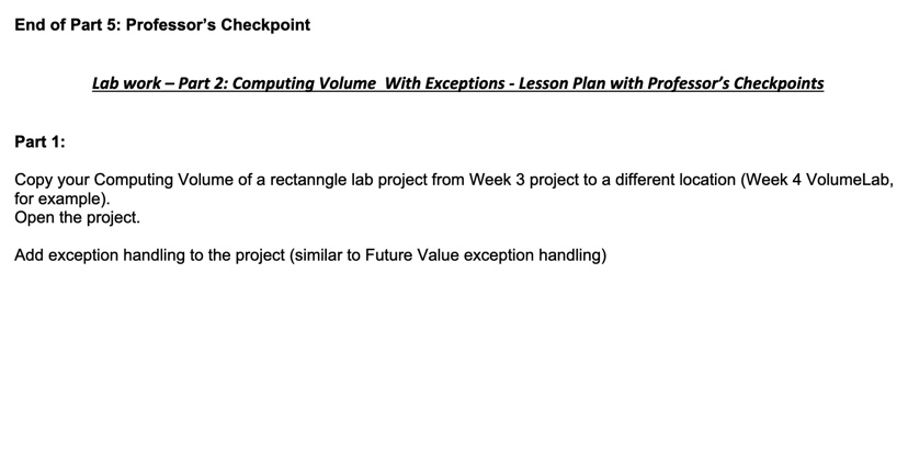 Solved Proam in C# only add Exception handling to a volume | Chegg.com