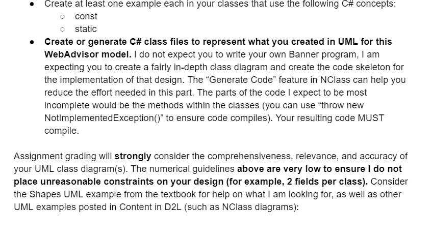 Solved Grading Rubric: 75% for the UML class diagram and | Chegg.com