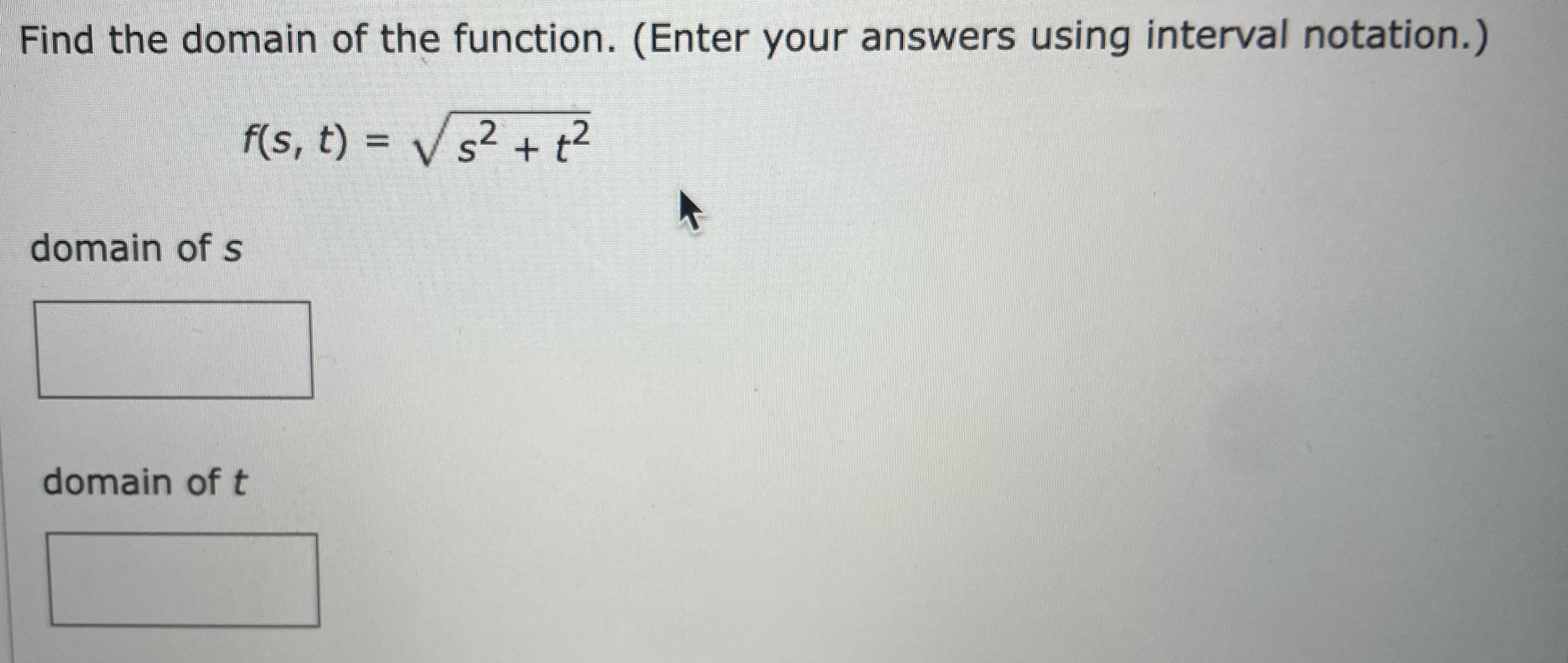 Solved Find the domain of the function. (Enter your answers | Chegg.com