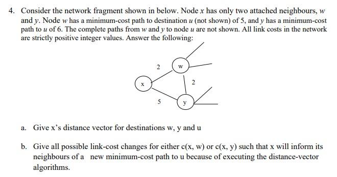 Solved 4. Consider the network fragment shown in below. Node | Chegg.com
