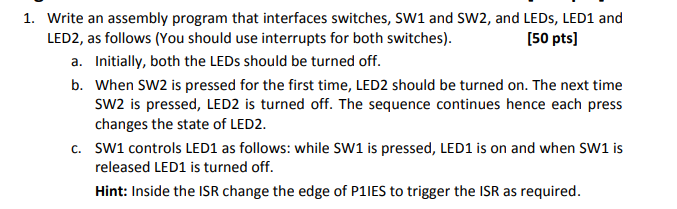 Solved 1. Write an assembly program that interfaces | Chegg.com