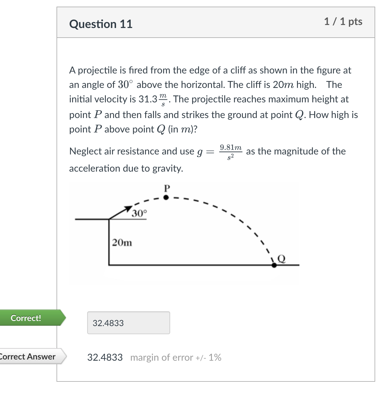 Solved A projectile is fired from the edge of a cliff as | Chegg.com