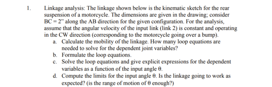 Solved 1. Linkage analysis: The linkage shown below is the | Chegg.com