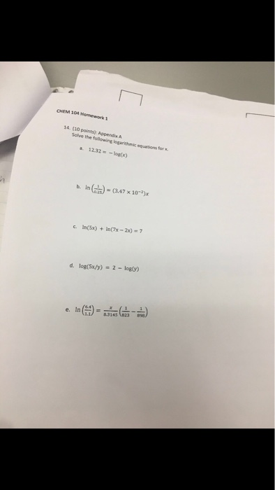 Solved CHEM 104 Homework 14. (10 points;: Appendix A Solve | Chegg.com