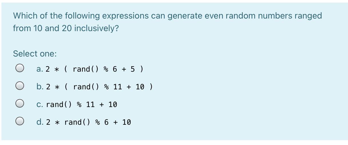 Solved Which of the following expressions can generate even | Chegg.com