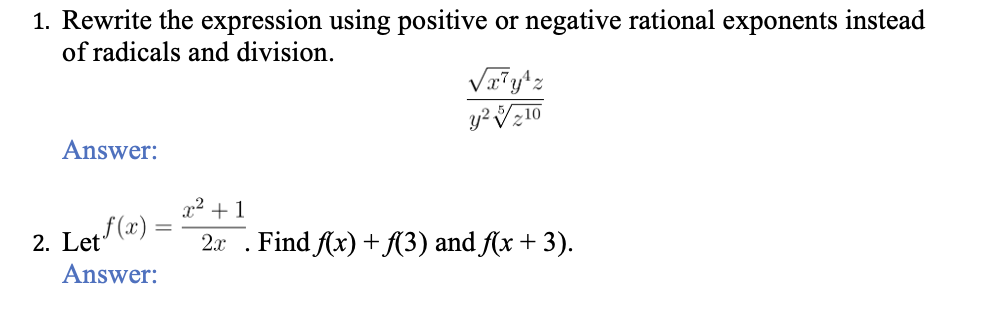 Solved 1. ﻿Rewrite the expression using positive or negative | Chegg.com
