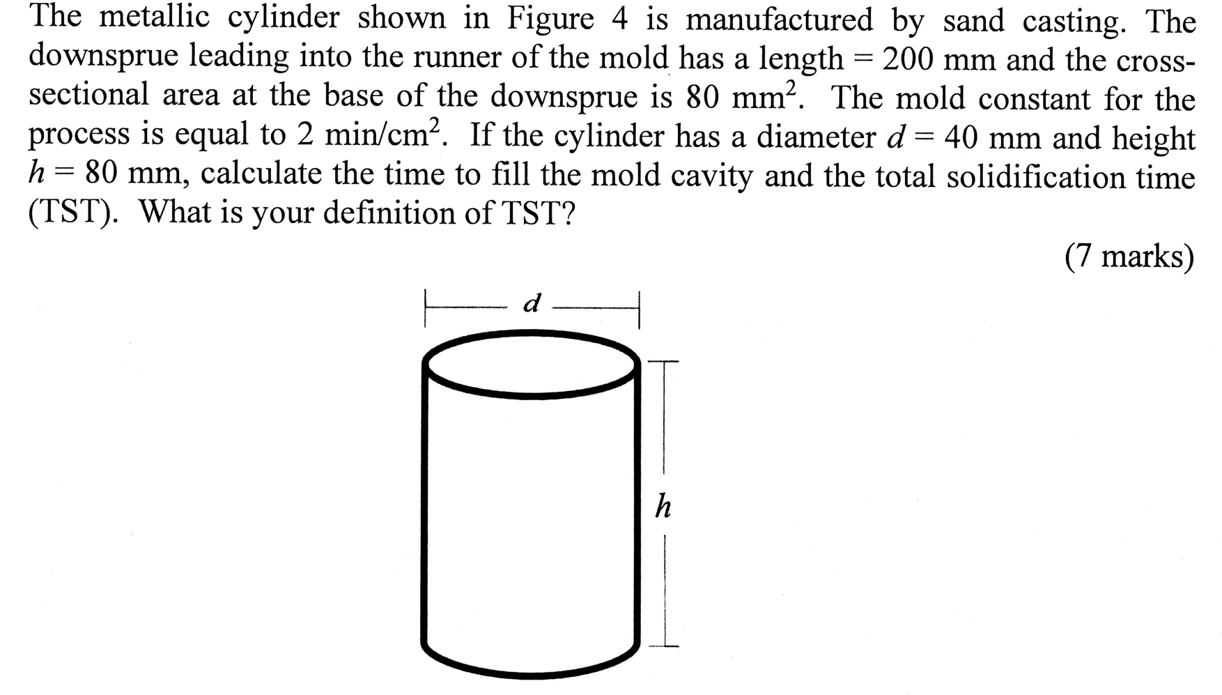 Solved the metallic cylinder shown in firgure 4 ﻿is | Chegg.com