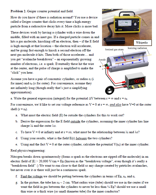 Solved Problem 2. Geiger counter potential and field. How do | Chegg.com