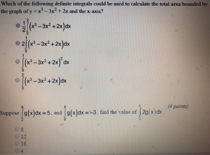 Solved Which of the following definite integrals could be | Chegg.com Solved Which of the following definite integrals could be | Chegg.com