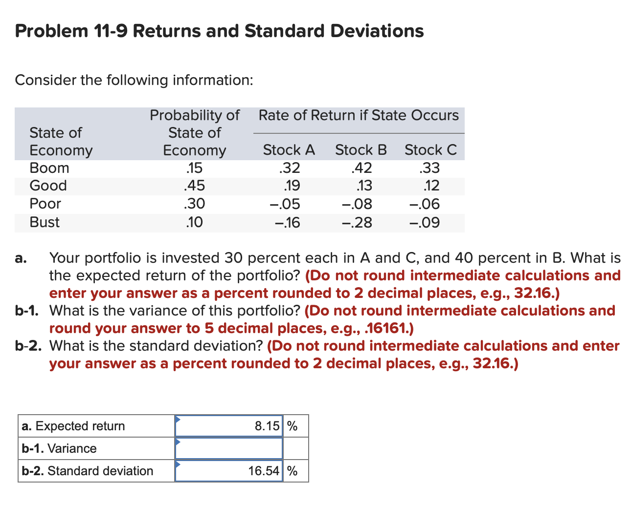 Solved Problem 11-9 Returns and Standard Deviations Consider | Chegg.com