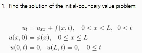 Solved 1. Find the solution of the initial-boundary value | Chegg.com