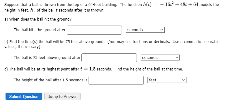 Solved Suppose that a ball is thrown from the top of a 64 | Chegg.com