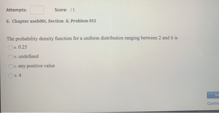 Solved Attempts: Score:/1 6. Chapter aseb06t, Section .6, | Chegg.com Solved Attempts: Score:/1 6. Chapter aseb06t, Section .6, | Chegg.com