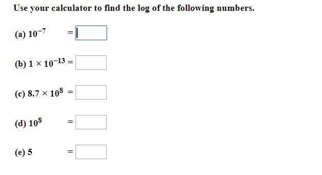 Solved Use your calculator to find the log of the following | Chegg.com