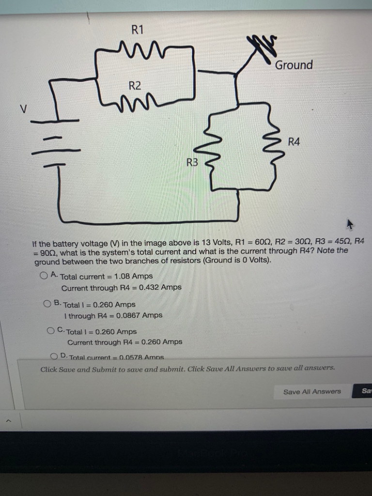 Solved R1 Ground R2 R4 R3 If the battery voltage (V) in the | Chegg.com