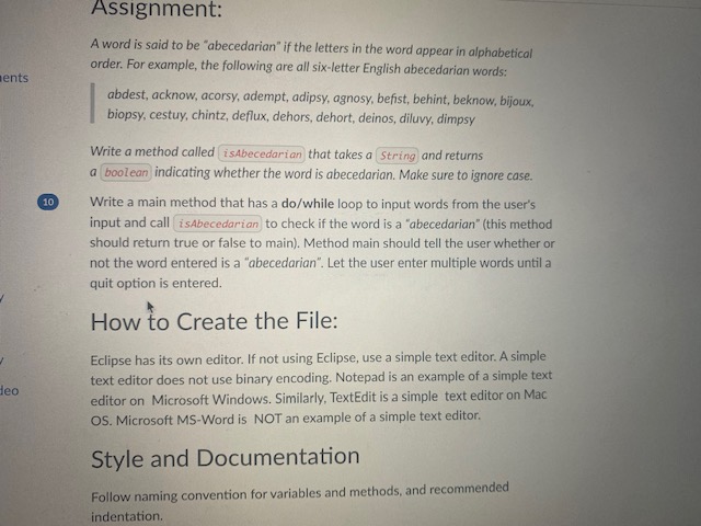 Solved Assignment: A word is said to be "abecedarian" if the | Chegg.com