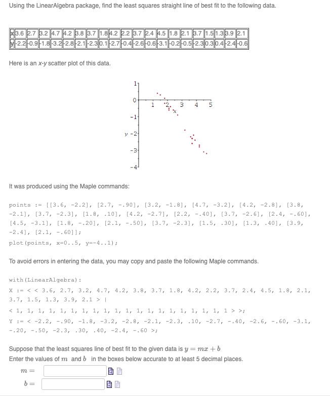 Solved Using the LinearAlgebra package, find the least | Chegg.com