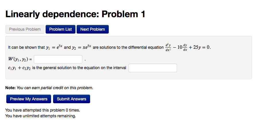 Solved Linearly dependence: Problem 1 Previous Problem | Chegg.com