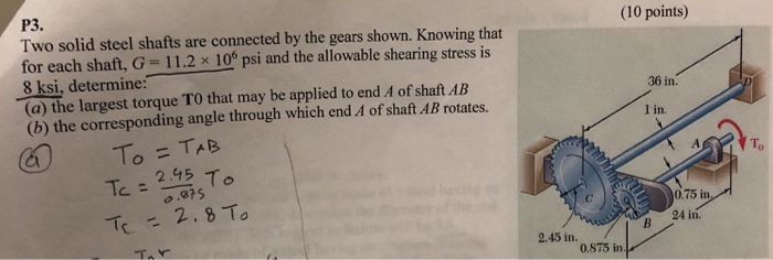Solved (10 points) P3. Two solid steel shafts are connected | Chegg.com