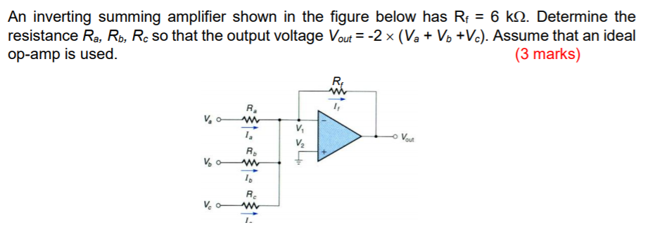 Solved An inverting summing amplifier shown in the figure | Chegg.com