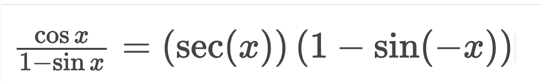 Solved COS X 1-sin x (sec()) (1 – sin(-2) | Chegg.com