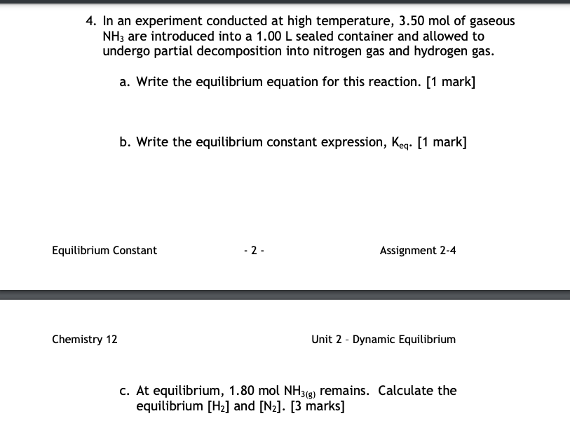 Solved In an ﻿experiment conducted at ﻿high temperature, | Chegg.com