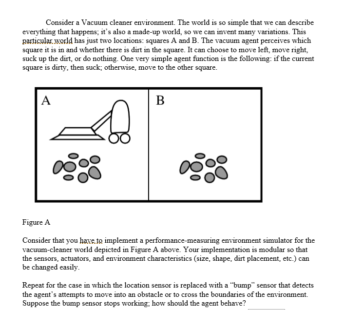 Solved Consider a Vacuum cleaner environment. The world is | Chegg.com
