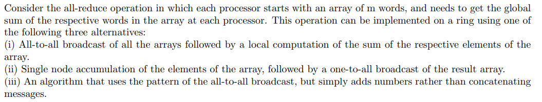 Consider the all-reduce operation in which each | Chegg.com