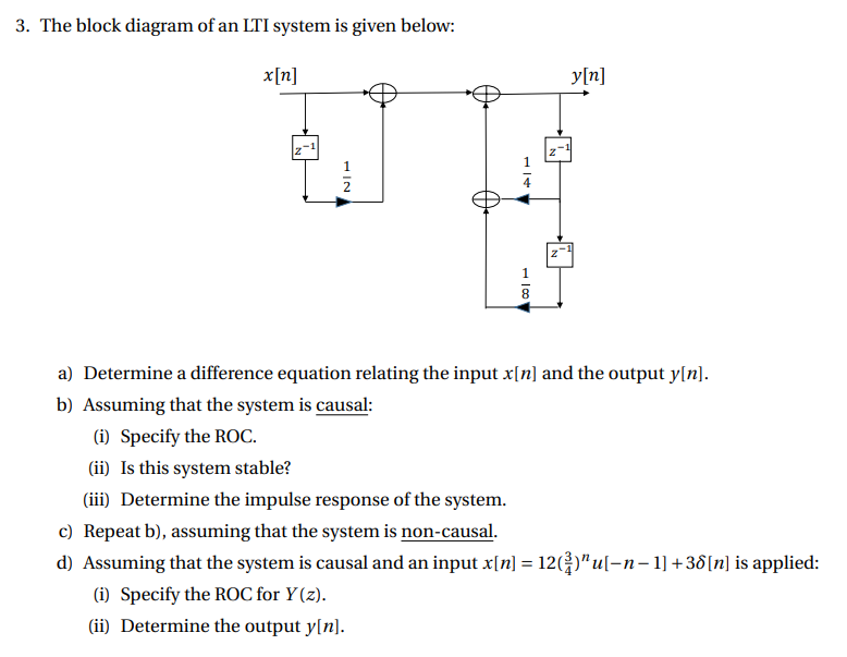 Solved 3. The block diagram of an LTI system is given below: | Chegg.com