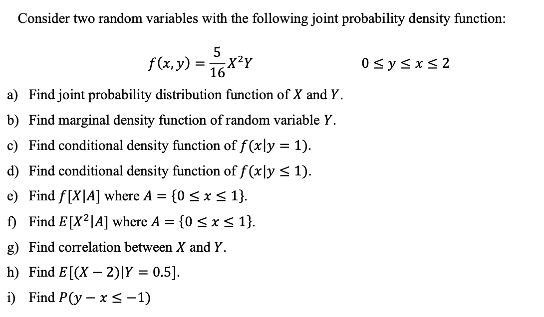 Solved Consider two random variables with the following | Chegg.com