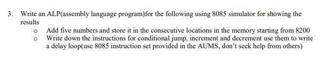 Solved 3. Write an ALP assembly language program)for the | Chegg.com