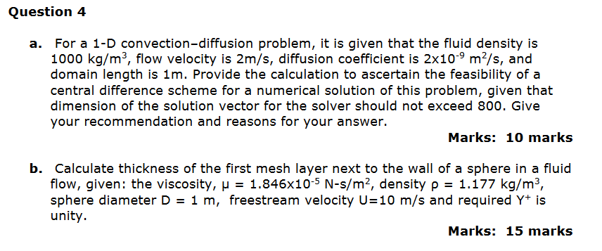 Question 4 A For A 1 D Convection Diffusion Problem 