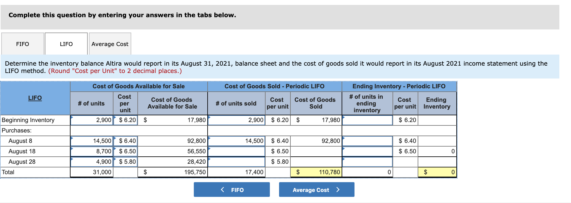 Solved Exercise 8-13 (Algo) Inventory cost flow methods; | Chegg.com
