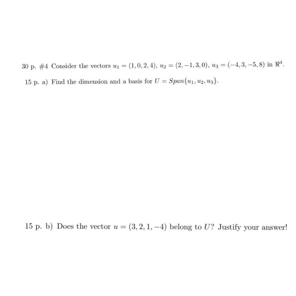 Solved 30 p. \#4 Consider the vectors | Chegg.com