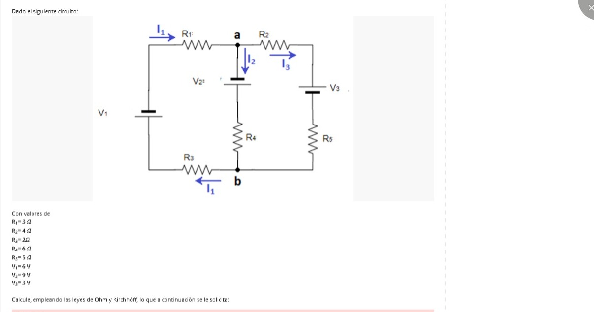 Solved Dado el siguiente circuito, calcule empleando leyes | Chegg.com