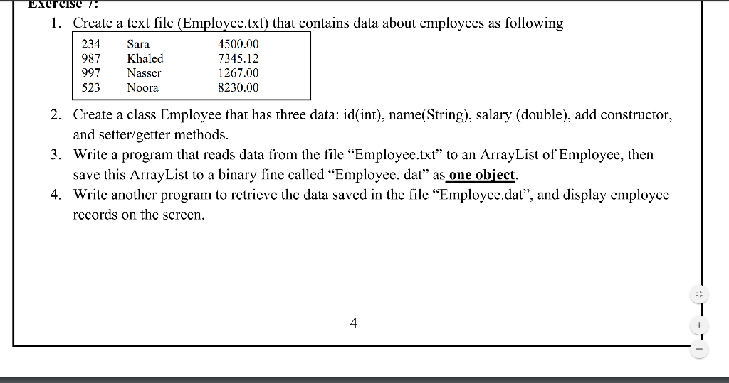 Exercise 1. Create a text file (Employee.txt) that | Chegg.com