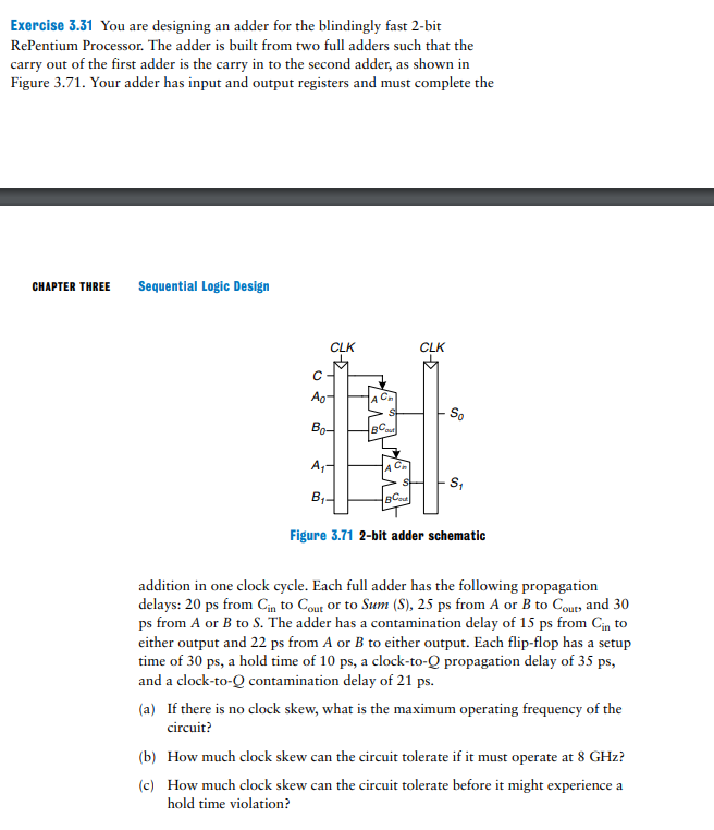 Solved Exercise 3.31 You are designing an adder for the | Chegg.com