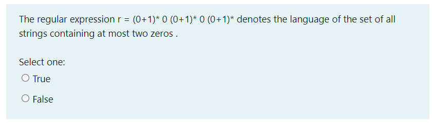 Solved The regular expression r = (0+1)* 0 (0+1)* 0 (0+1)* | Chegg.com