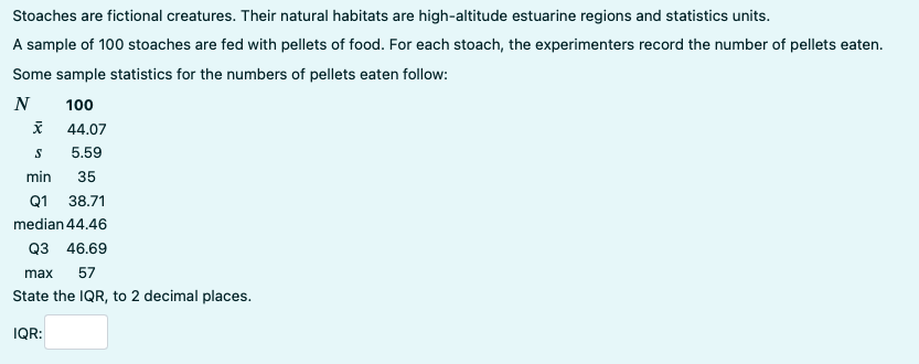 Solved Stoaches are fictional creatures. Their natural | Chegg.com