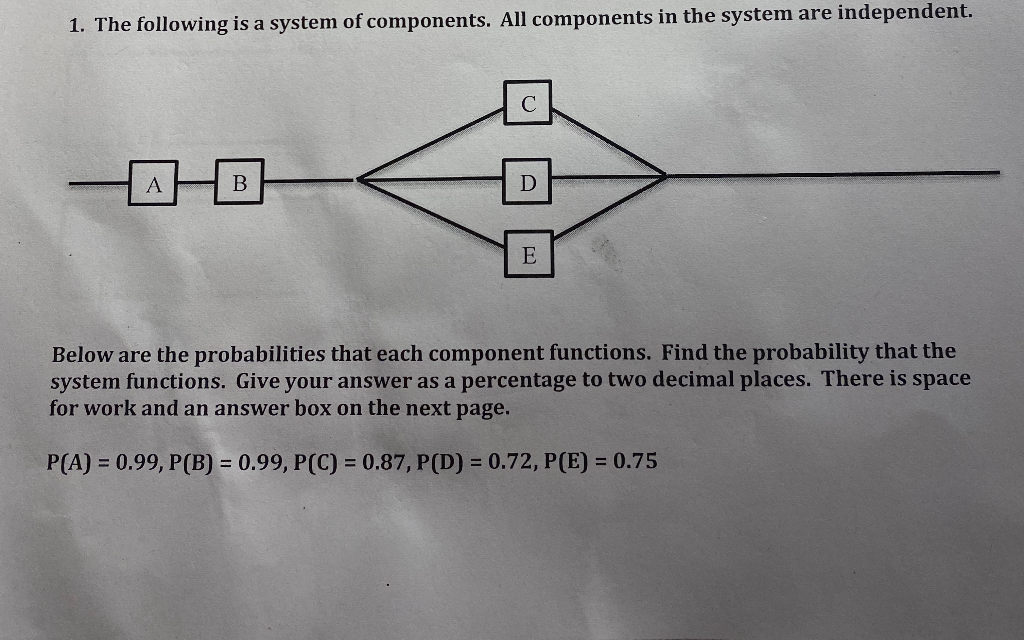 Solved 1. The following is a system of components. All | Chegg.com