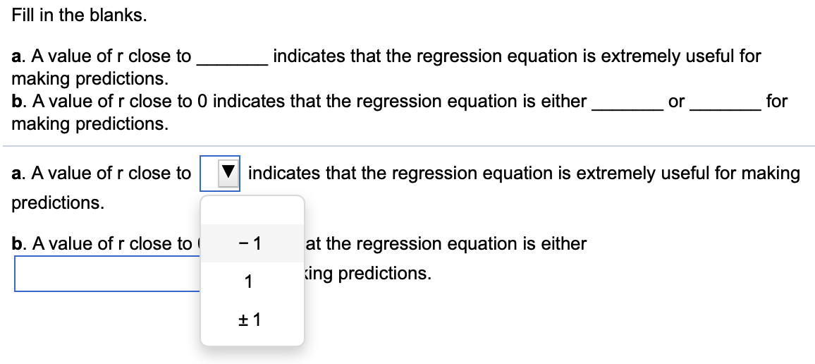 Solved Fill in the blanks. a. A value of r close to | Chegg.com